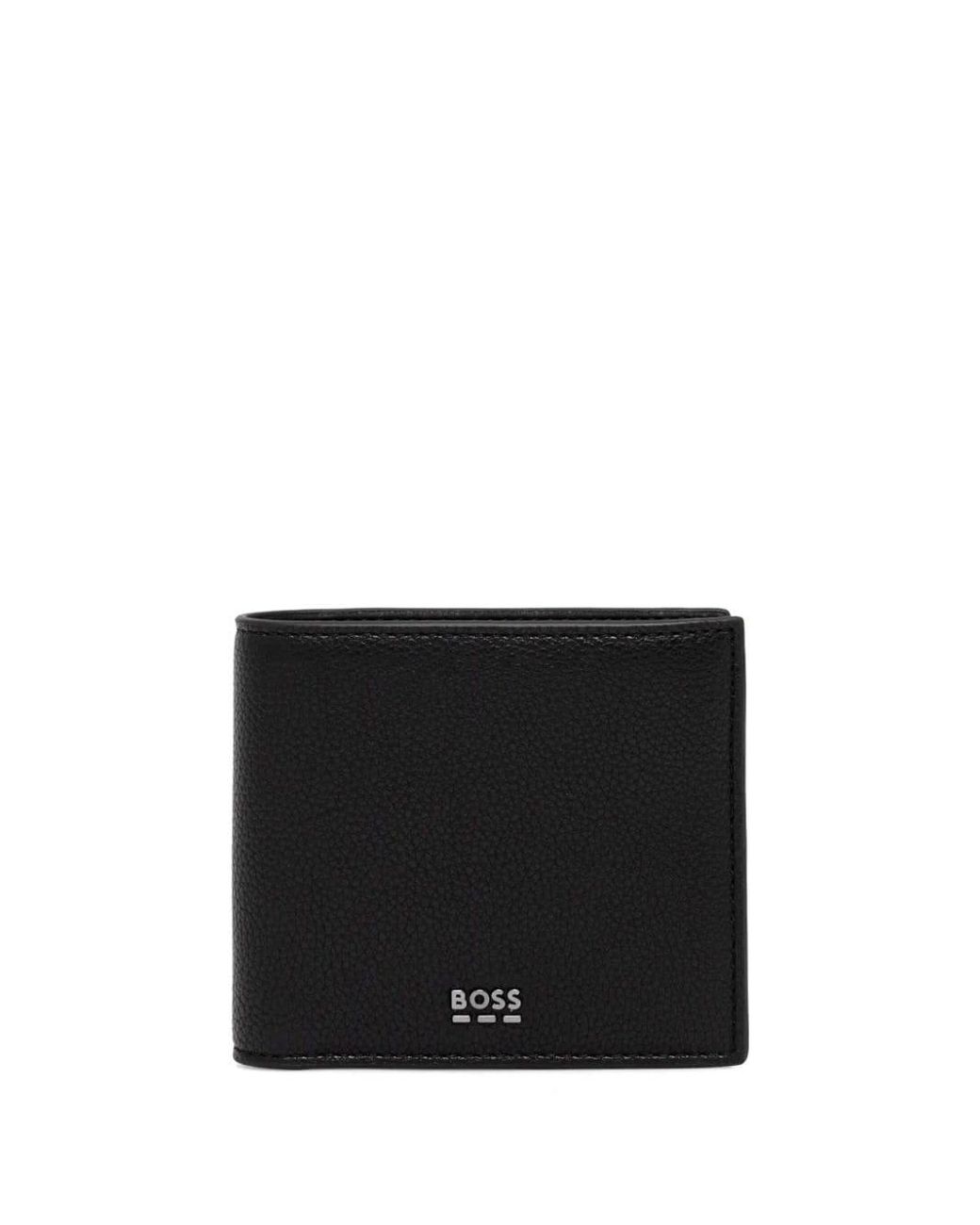 BOSS Logo-Plaque Leather Wallet in Black for Men | Lyst UK