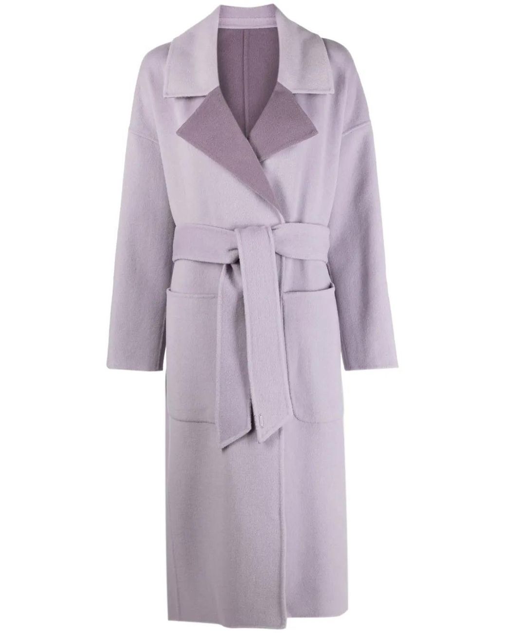 Calvin Klein Df Wool Reversible Wrap-Coat in Purple | Lyst