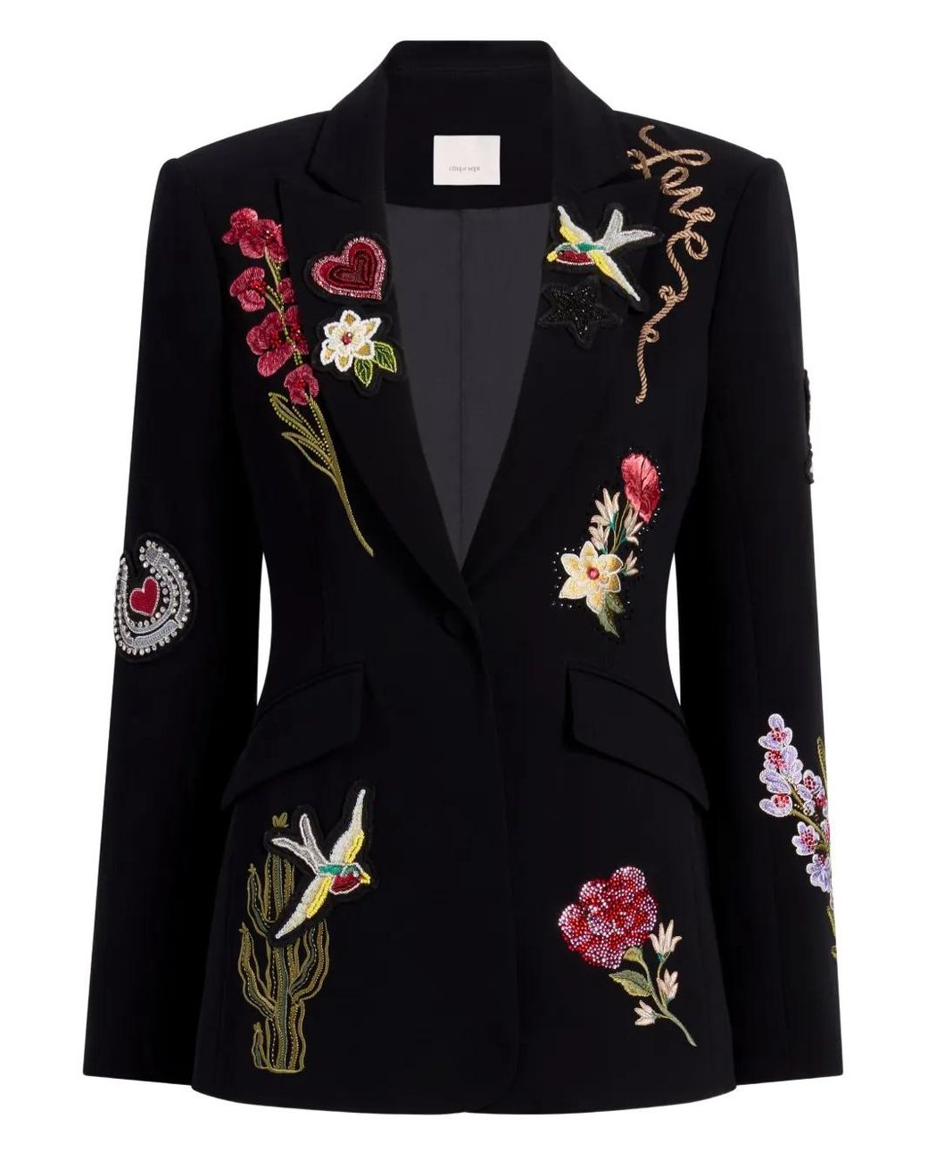 Cinq À Sept Amour-Embroidered Embellished Blazer in Black | Lyst
