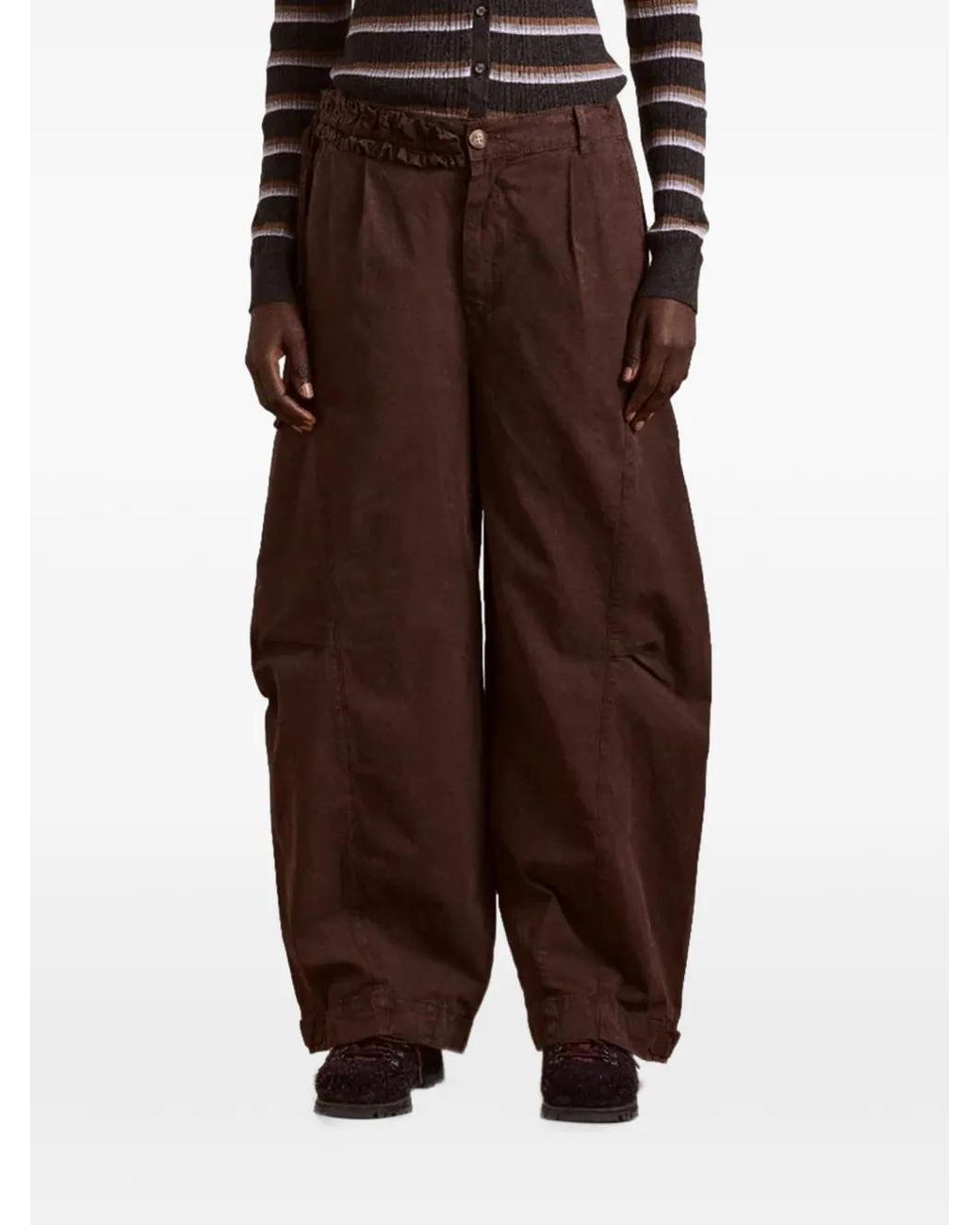 Damson Madder Button-Fastening Trousers in Brown | Lyst UK