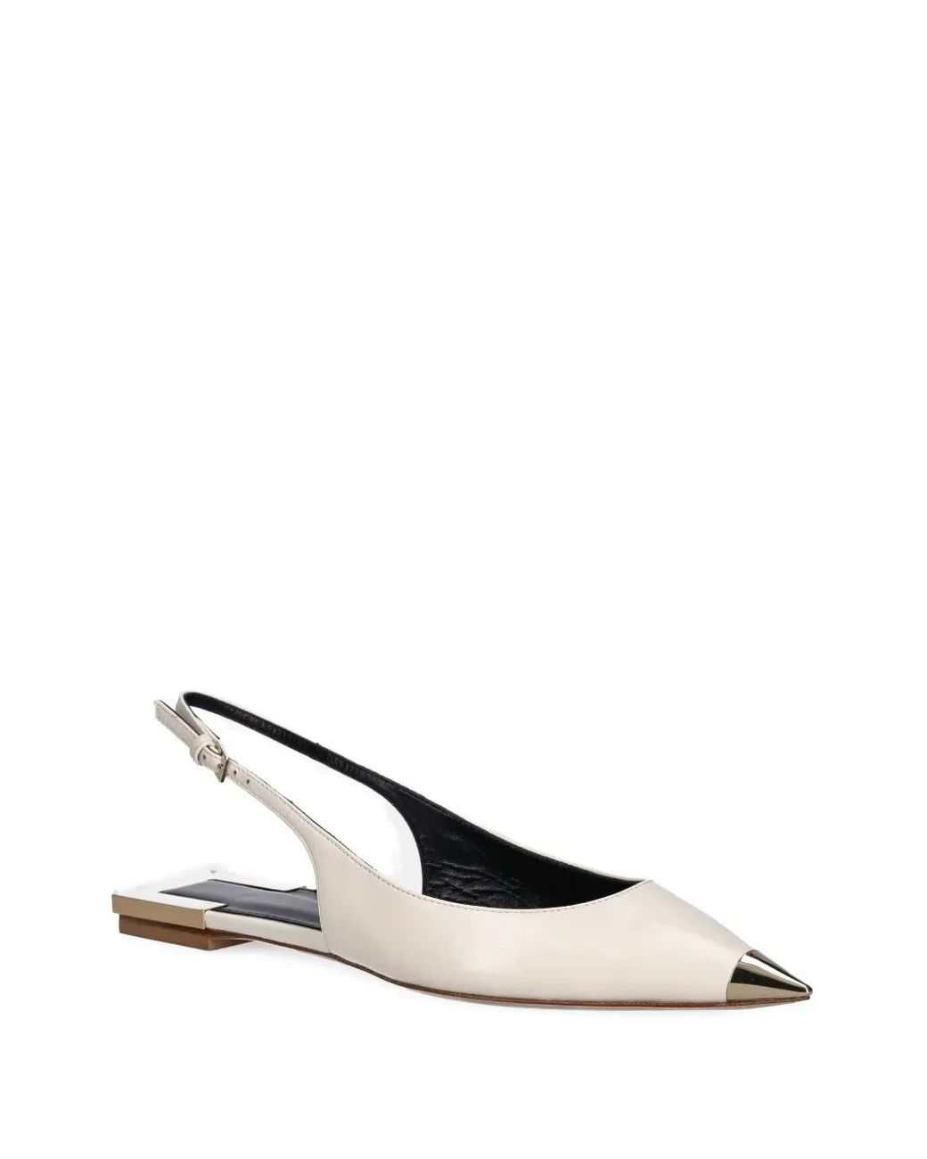 Elisabetta Franchi Pointed-Toe Slingback Ballet Flats in Natural | Lyst