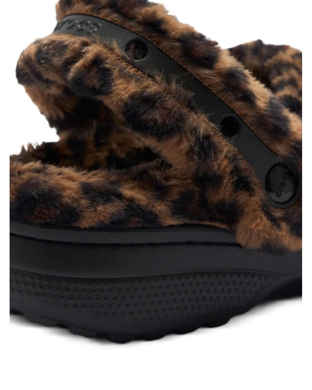 Crocs™ Leopard Furry Slippers in Black | Lyst UK