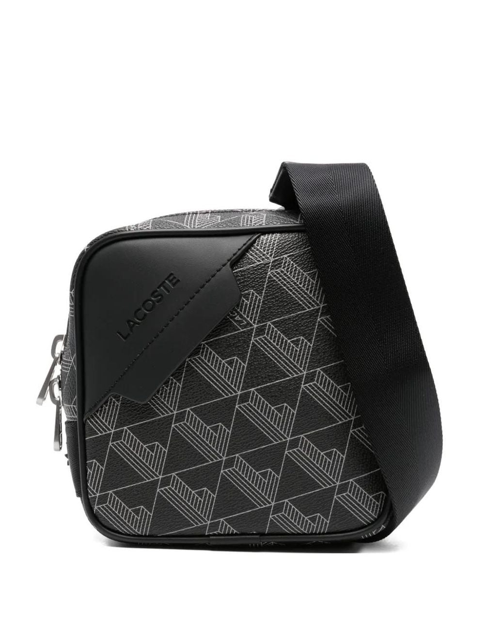 Lacoste Monogram Logo Shoulder Bag in Black for Men | Lyst