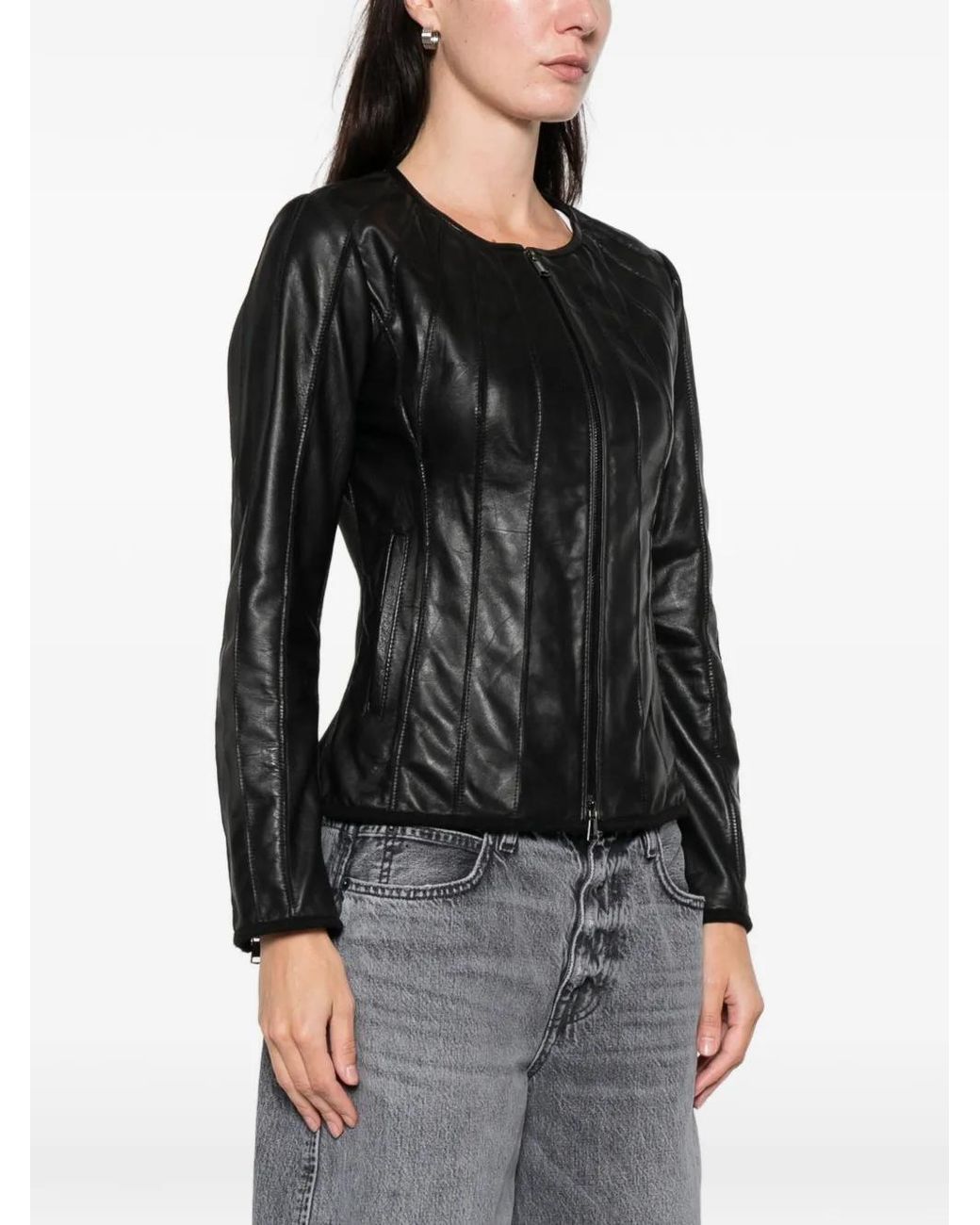 The Jackie Leathers Galaxia Zip Leather Jacket in Black | Lyst