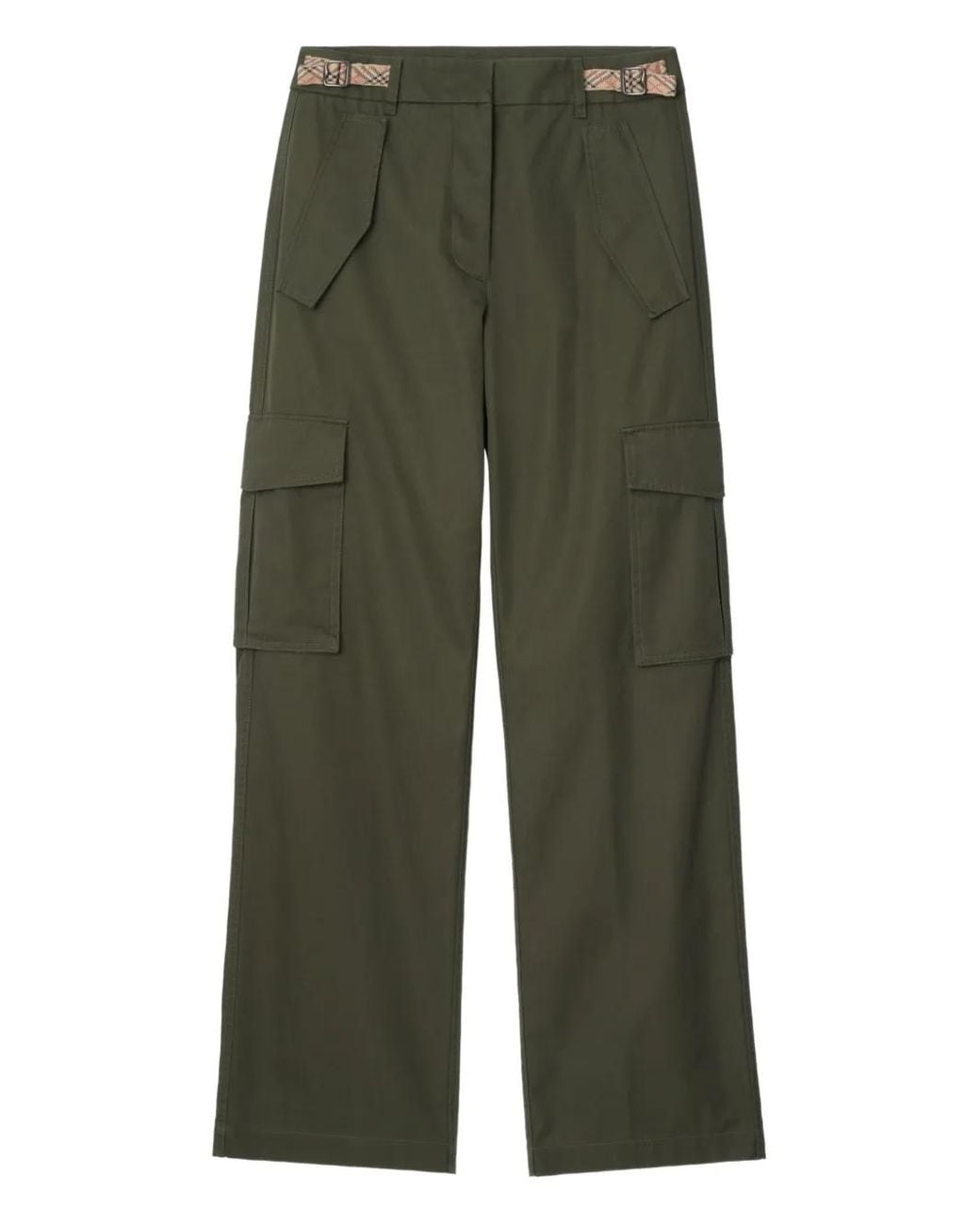 Burberry Check-Trim Cargo Trousers in Green | Lyst UK