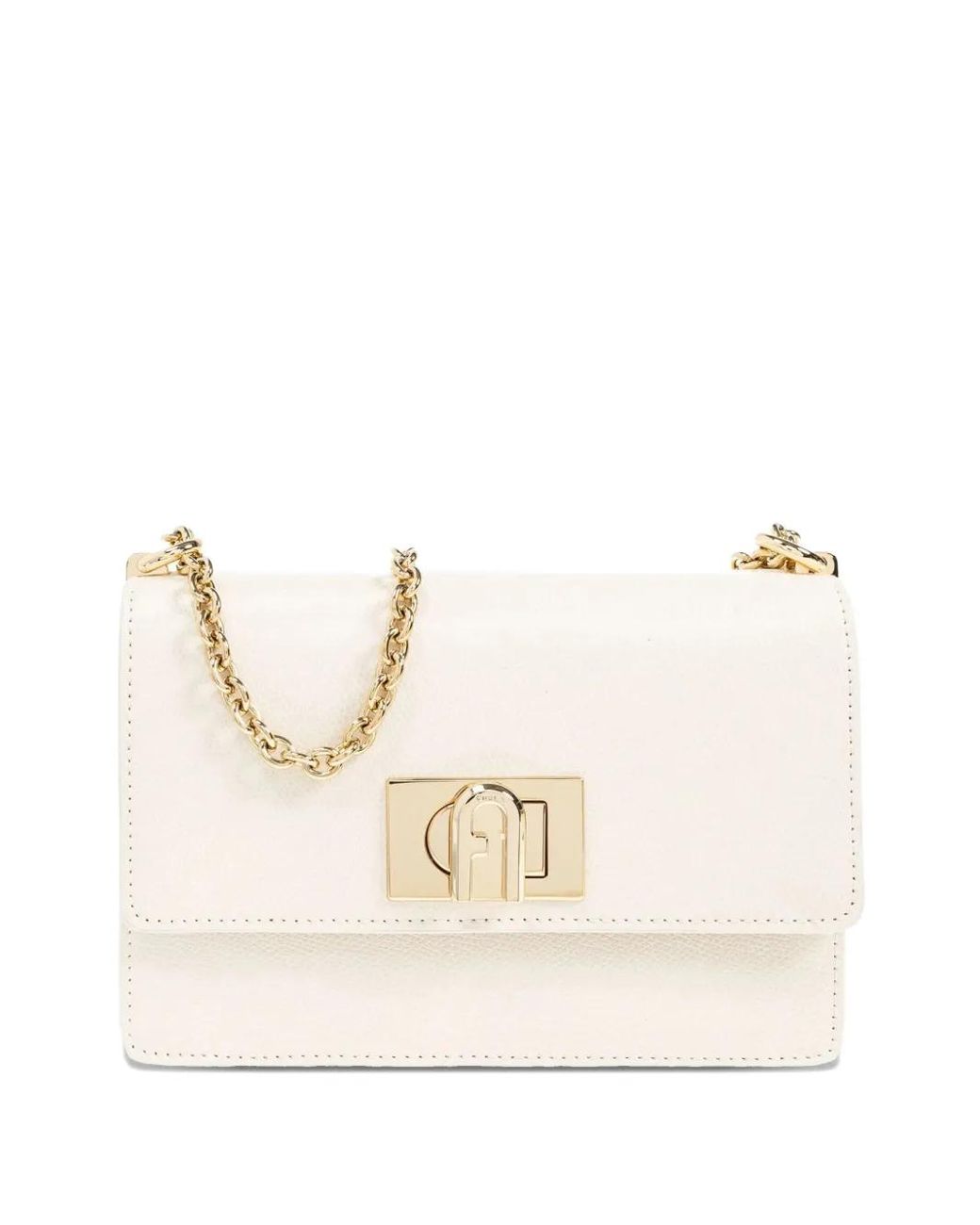 Furla Mini 1927 Chain-Strap Flap Shoulder Bag in Natural | Lyst