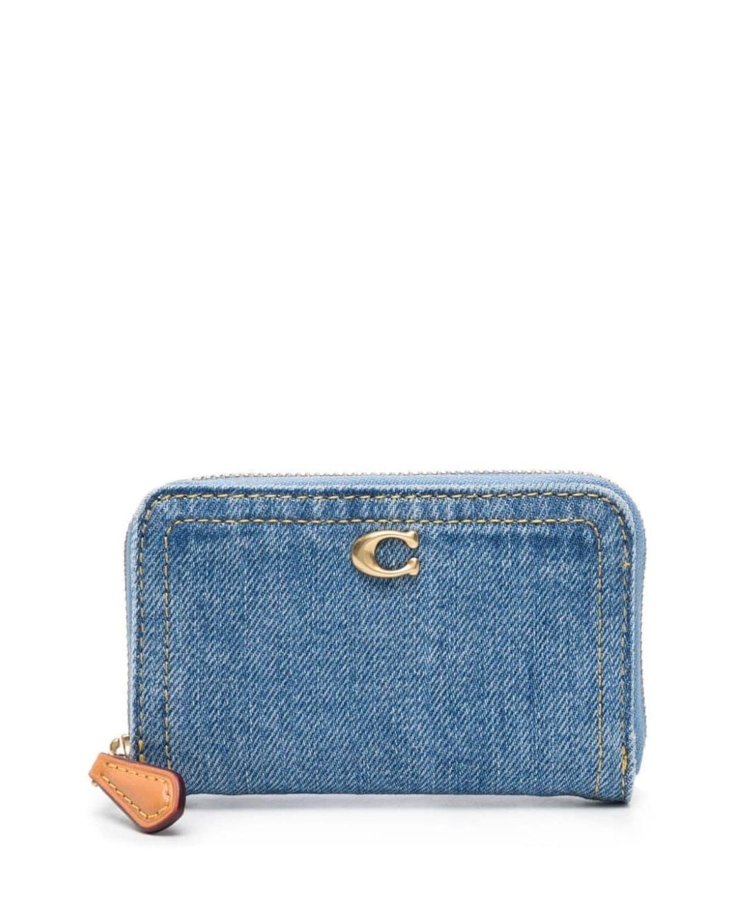 COACH Small Essential Denim Wallet in Blue | Lyst