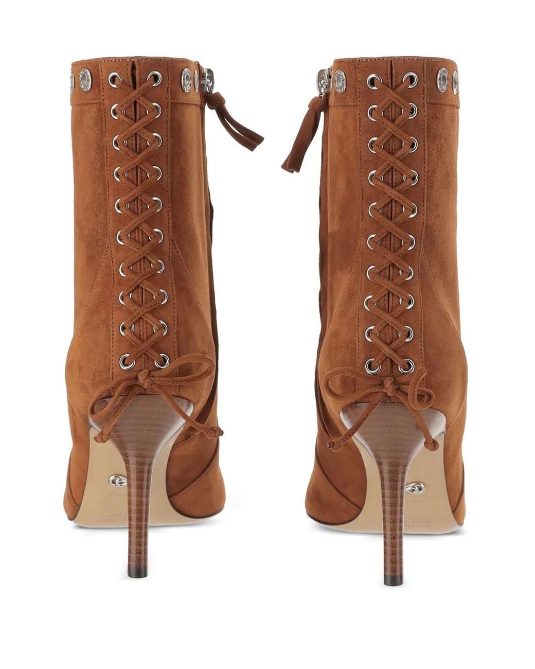 Mach & Mach 50Mm Lace-Up Studded Boots in Brown | Lyst