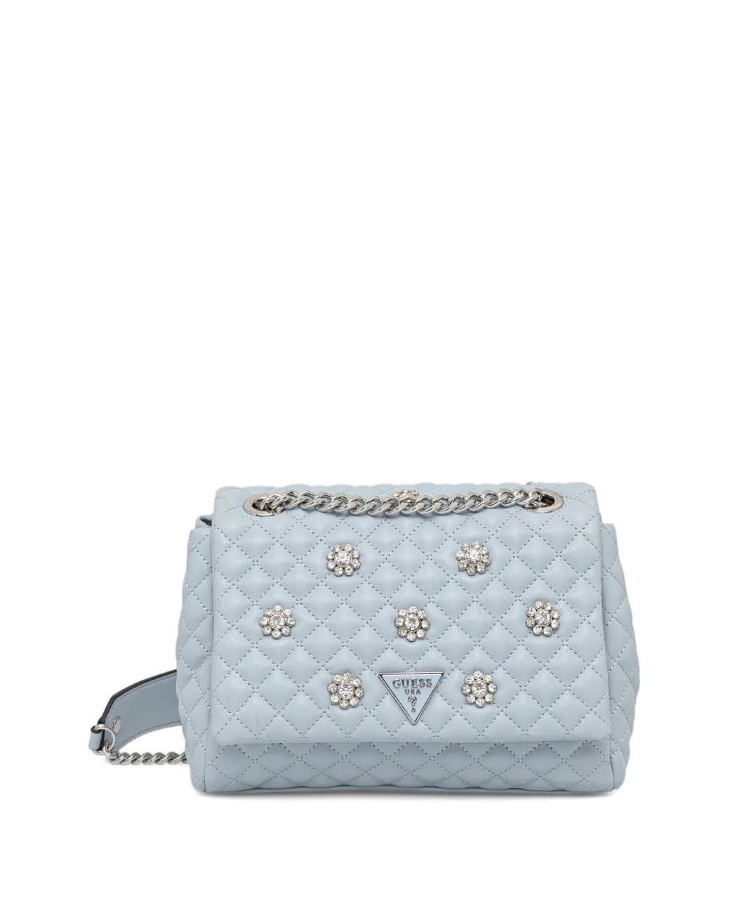 Guess Mini Everlee Quilted Floral-Appliqué Shoulder Bag in Blue | Lyst
