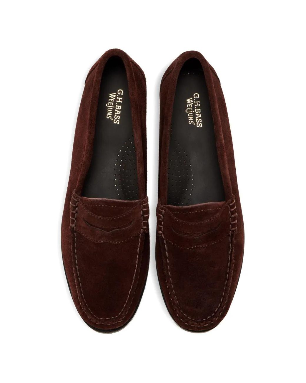 G.H. Bass & Co. Weejuns Suede Stitch Loafers in Brown | Lyst