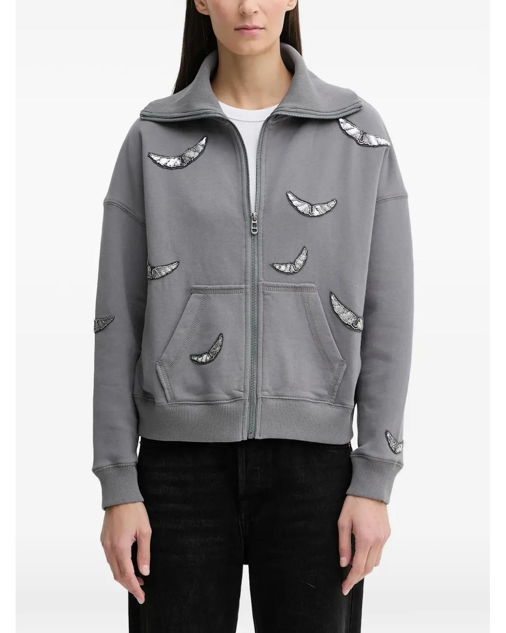 Zadig & Voltaire Zip Track Jacket in Grey | Lyst UK