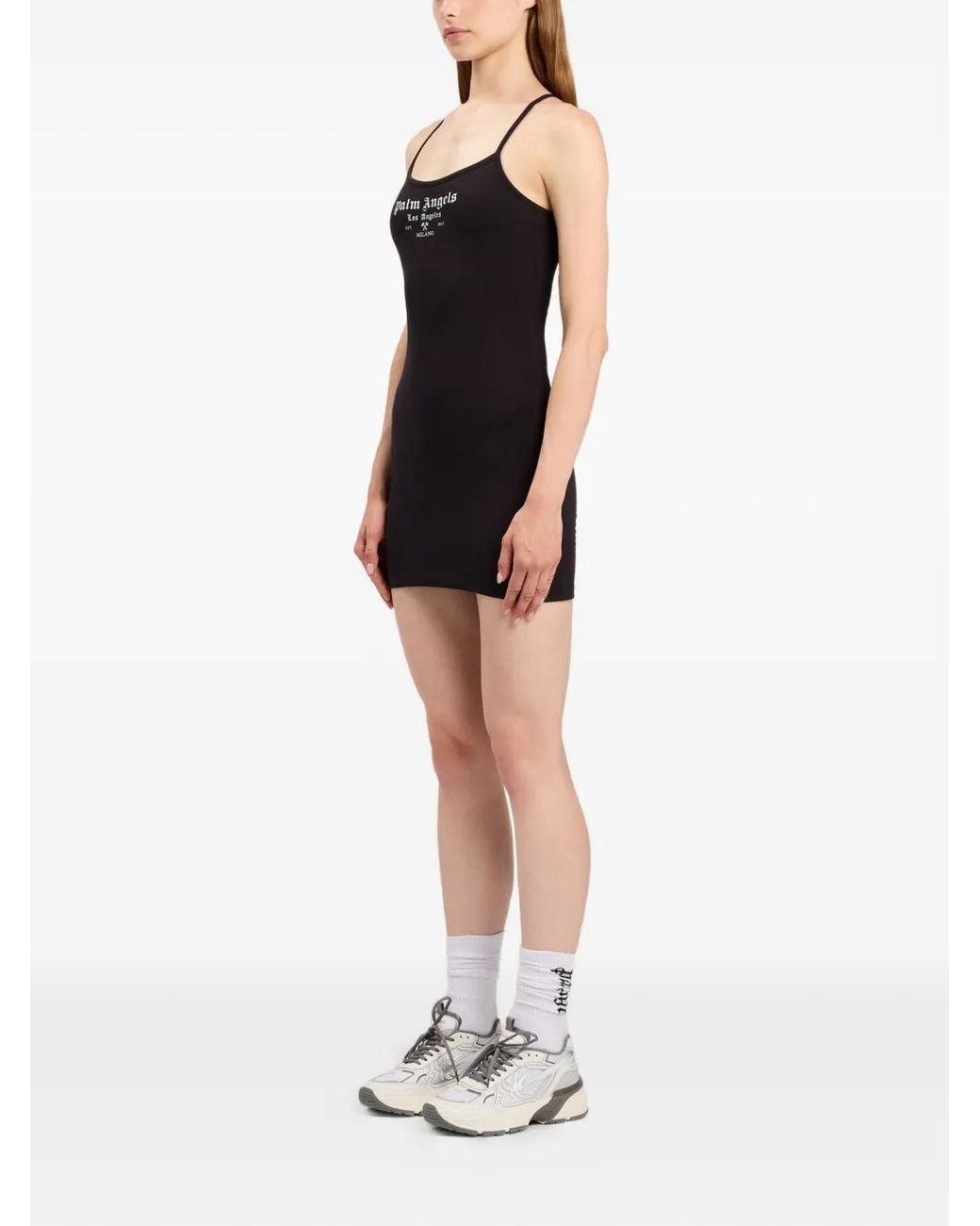 Palm Angels Milan La Logo-Detail Mini Dress in Black | Lyst UK