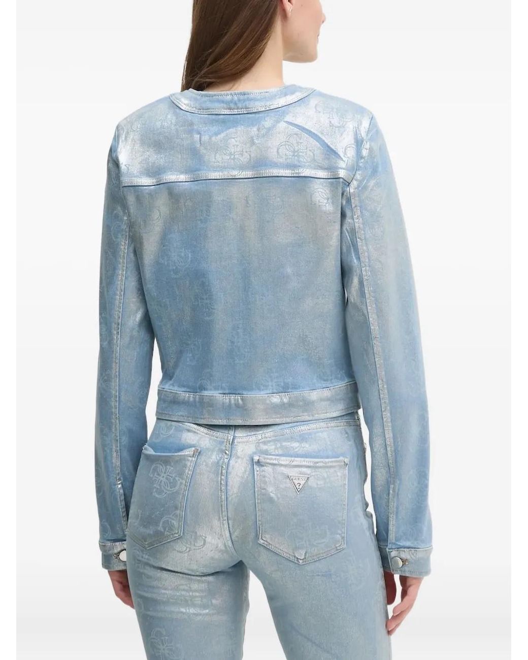 Guess Logo-Motif Bomber Jacket in Blue | Lyst