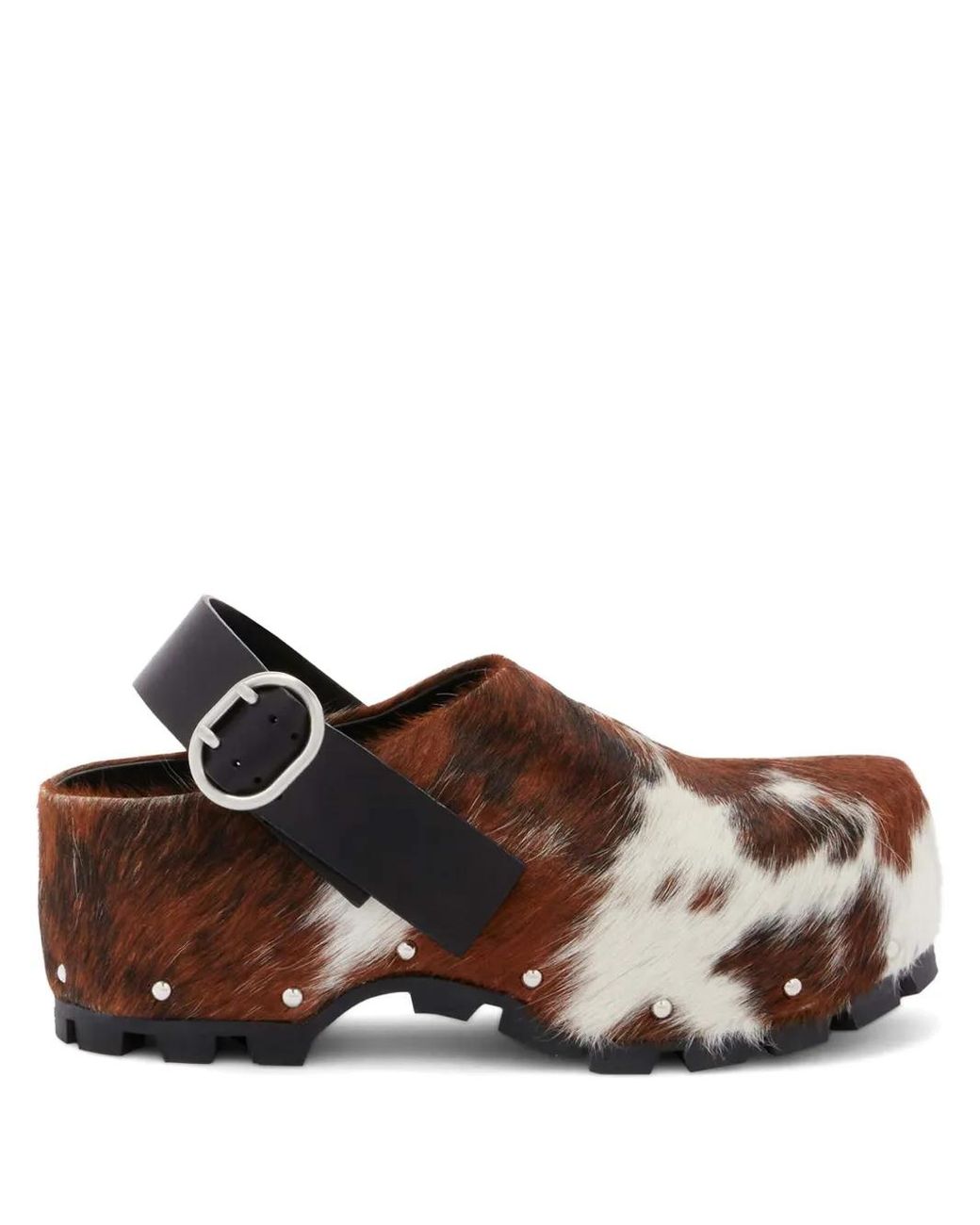 Jil Sander Cow-Print Calf-Hair Clogs in Brown | Lyst