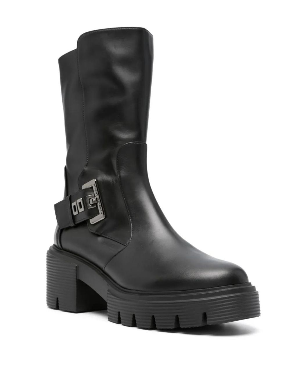 Stuart Weitzman Soho Gia 75Mm Leather Boots in Black | Lyst
