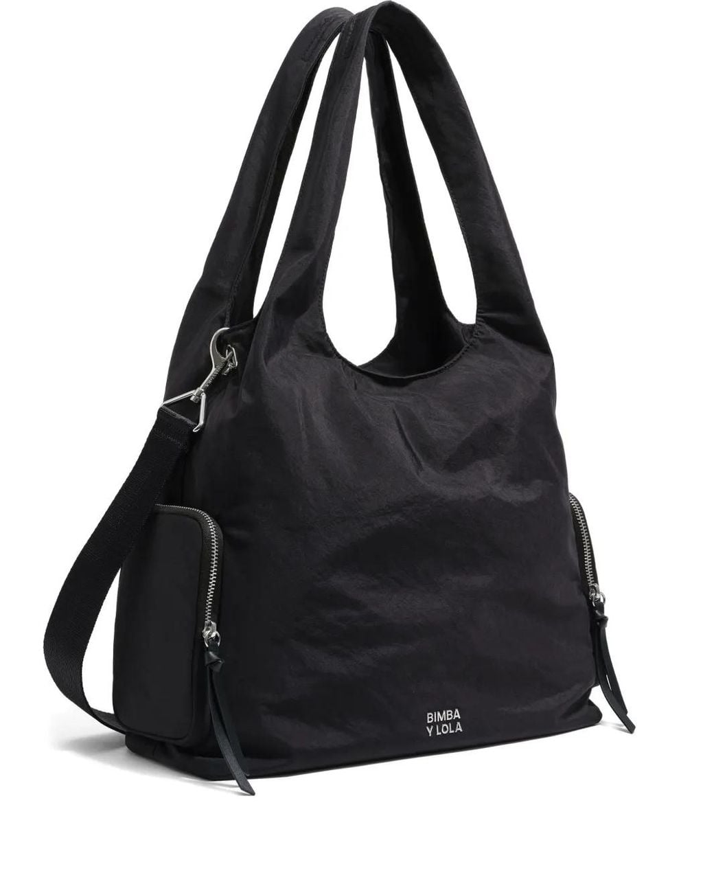 Bimba Y Lola Large Paper Shoulder Bag in Black | Lyst UK