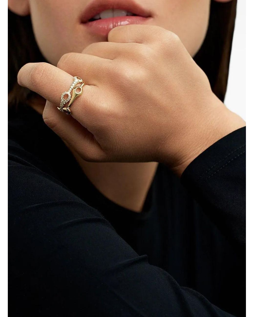 Melissa Kaye 18K Small Lola Diamond Needle Ring in White | Lyst