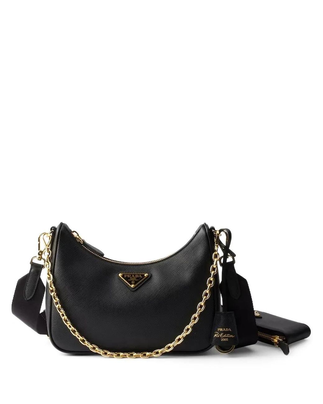 Prada Chain-Strap Leather Shoulder Bag in Black | Lyst UK