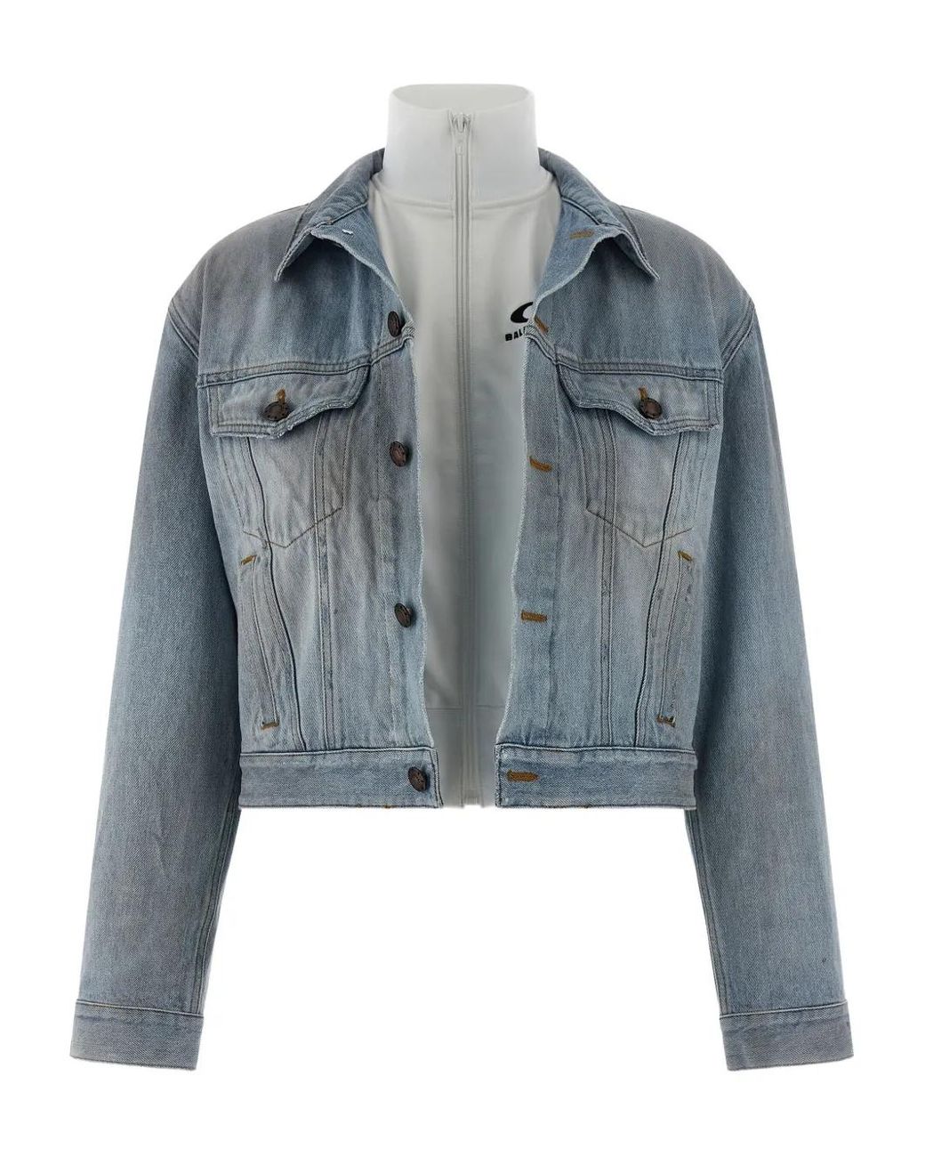 Balenciaga Stonewashed Double-Layer Jacket in Blue | Lyst UK
