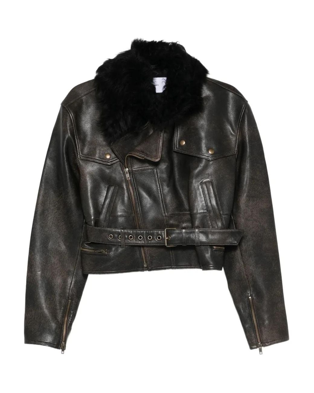Alex Perry Fur Belted Jacket in Black | Lyst