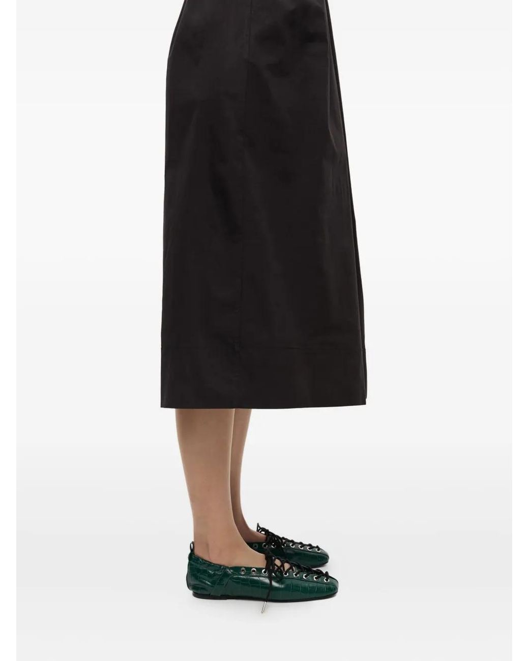 Ganni Lace-Up Ballet Flats in Green | Lyst