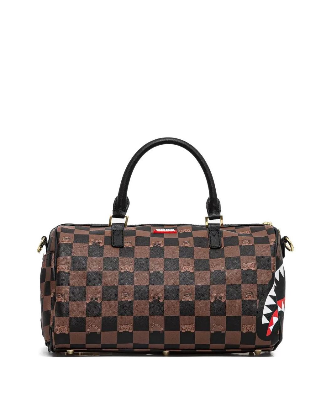 Sprayground Small Peeking Character Check-Pattern Duffle Bag in Black ...