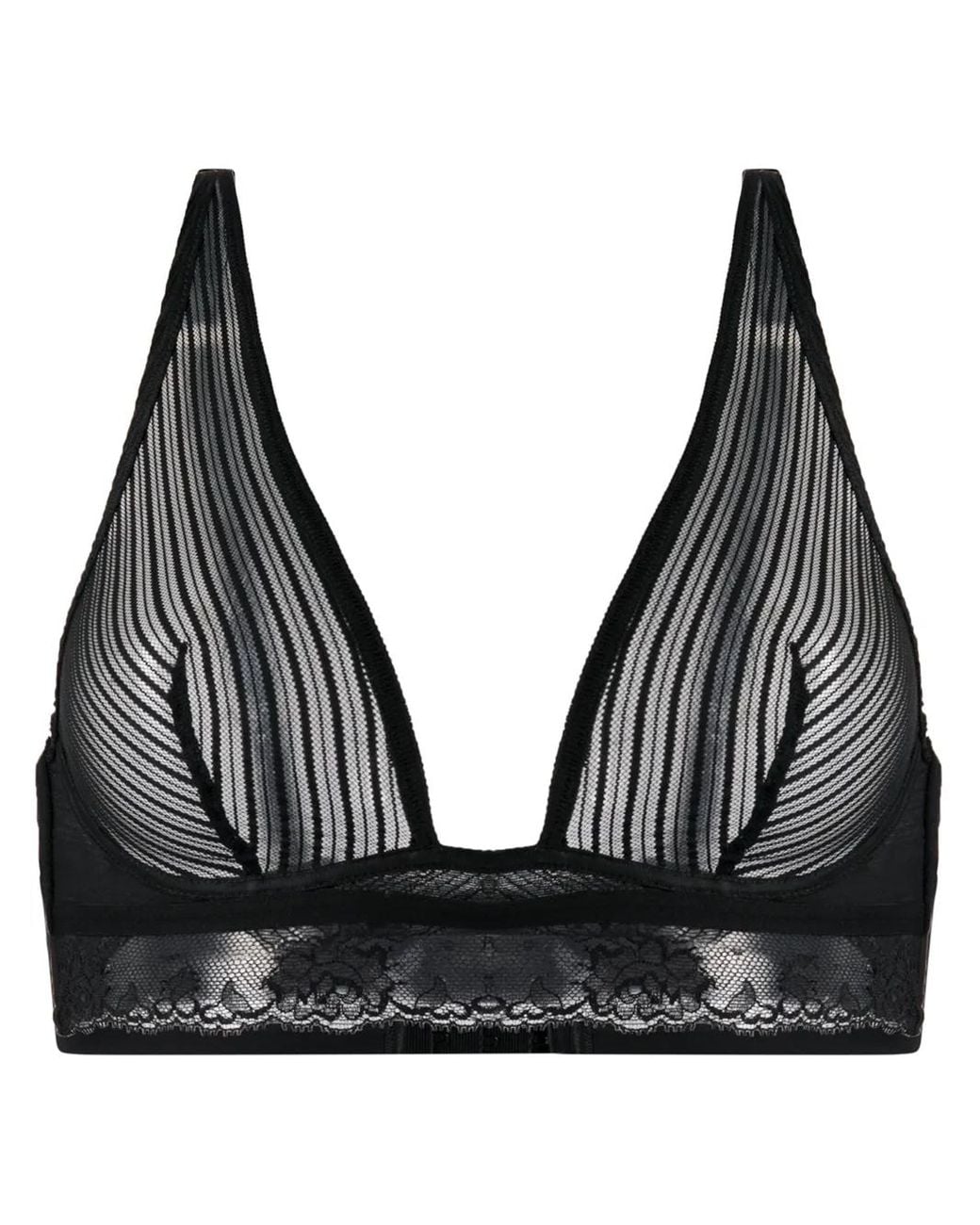 Wolford Stripe Mesh Soft Cup Bra in Black | Lyst