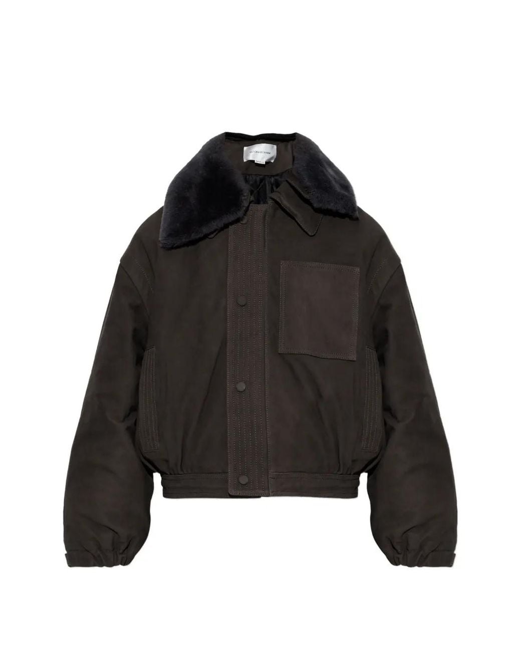 Victoria Beckham Fur-Collar Pocket Jacket in Black | Lyst UK