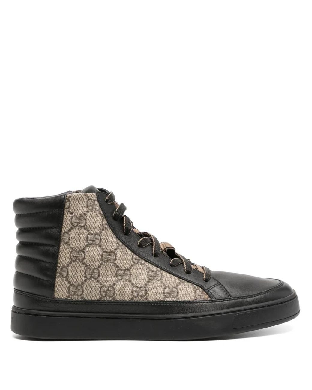Gucci Monogram Hi-Top Sneakers in Brown for Men | Lyst UK