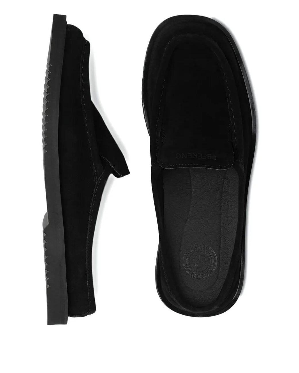 Referenc Suede Square Toe Slides in Black for Men | Lyst