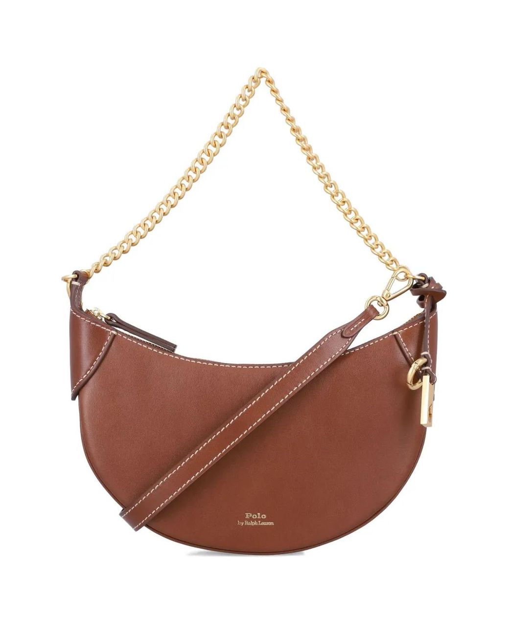 Polo Ralph Lauren Half-Moon Shoulder Bag in Brown | Lyst