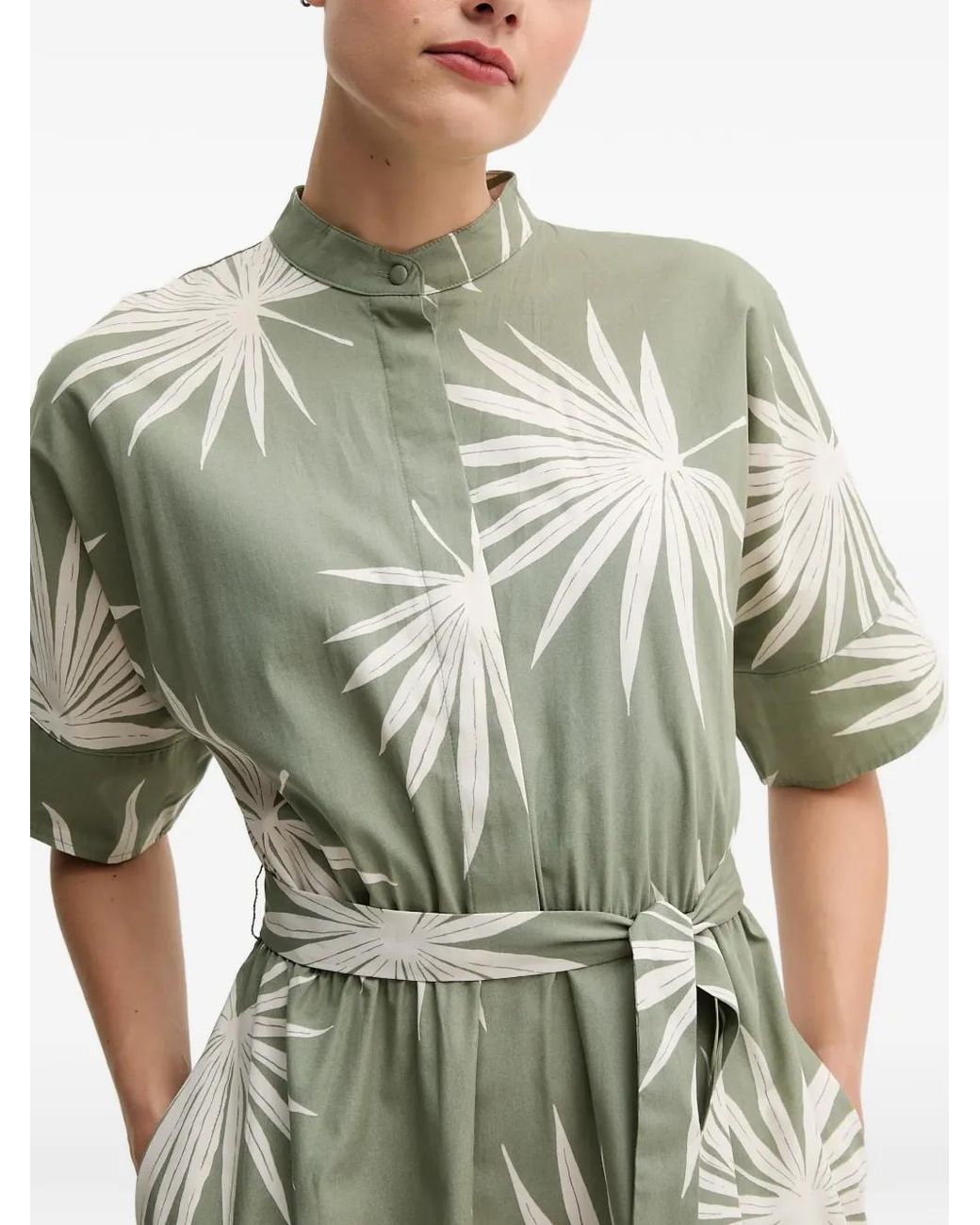 Ouí Buttoned Print Midi Dress in Green | Lyst