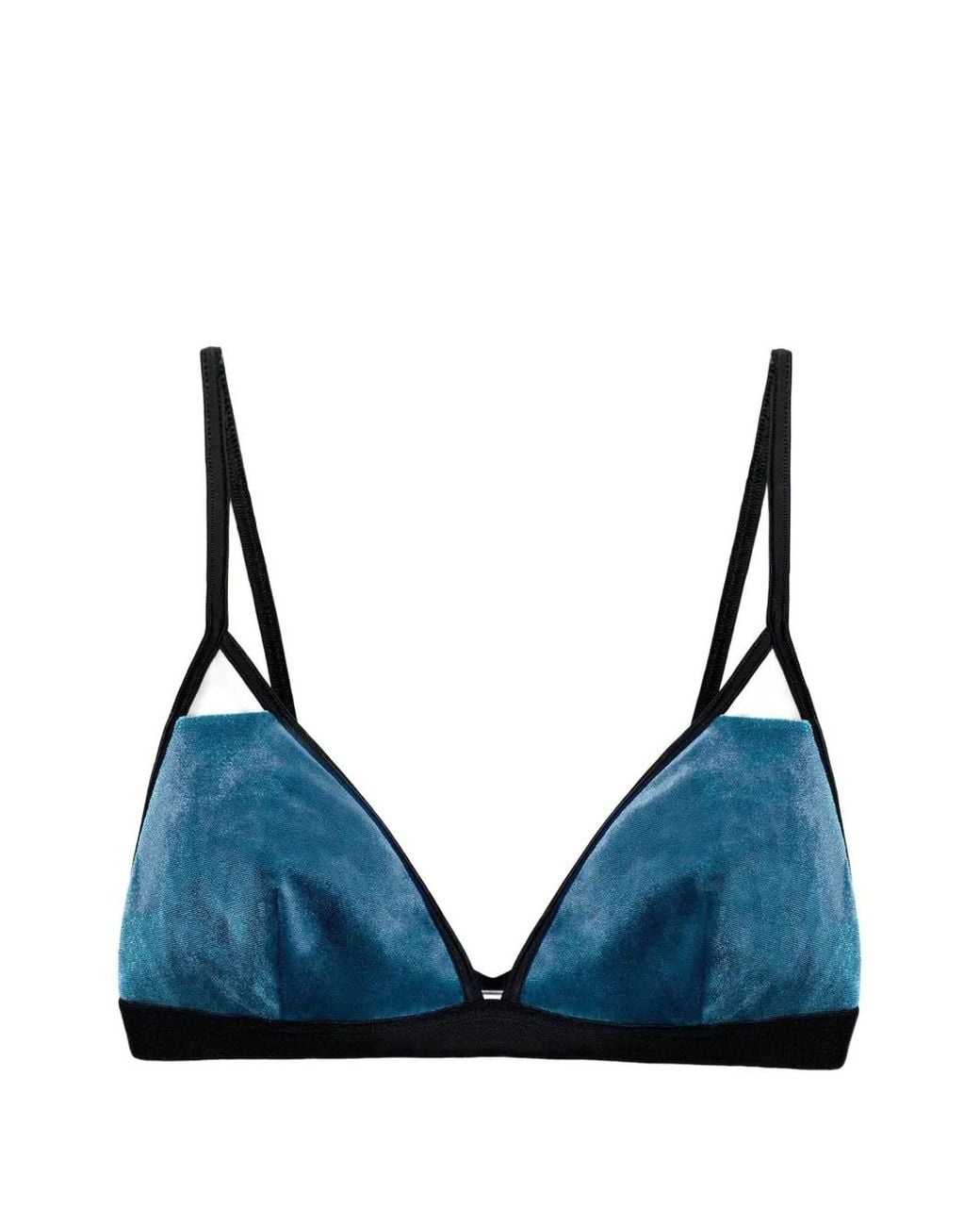 UNDRESS Velvet Bra in Blue | Lyst UK