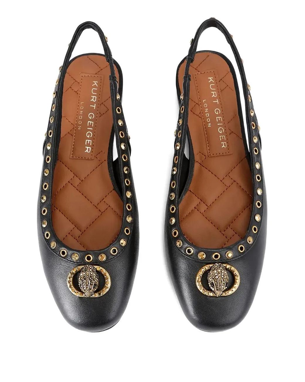 Kurt Geiger Studded Ballet Flats in Black | Lyst