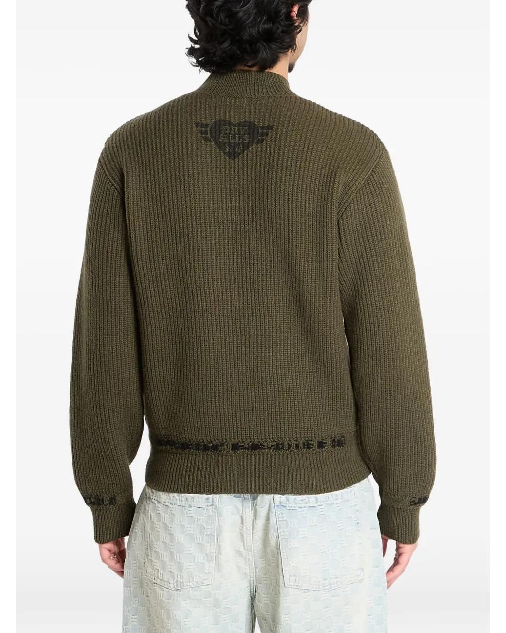 Human Made Mock-Neck Logo Knitted Sweater in Green | Lyst UK