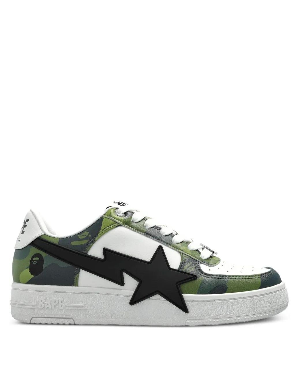 A Bathing Ape Star-Appliqué Camouflage-Pattern Sneakers in White | Lyst