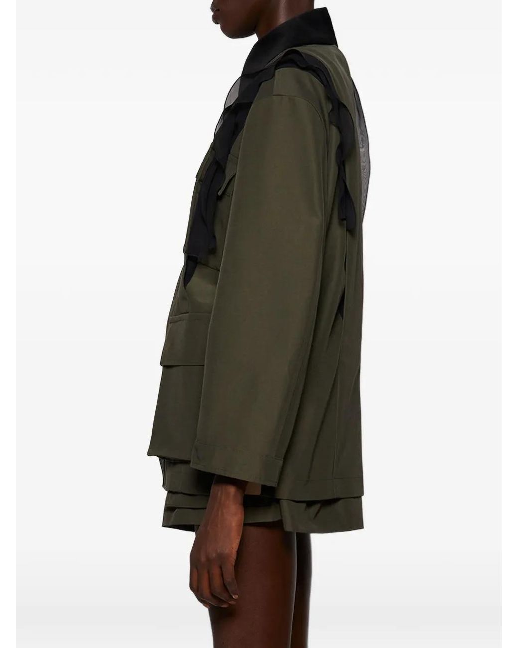 Sacai Ruffled Jacket in Black | Lyst UK