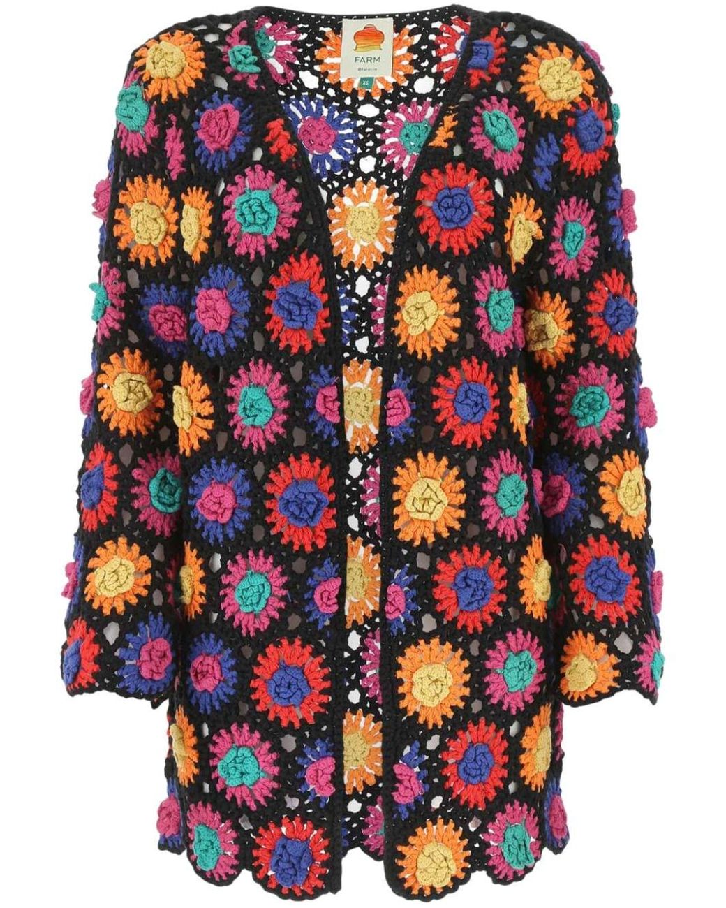 FARM Rio Crochet-Knit Cardigan in Blue | Lyst