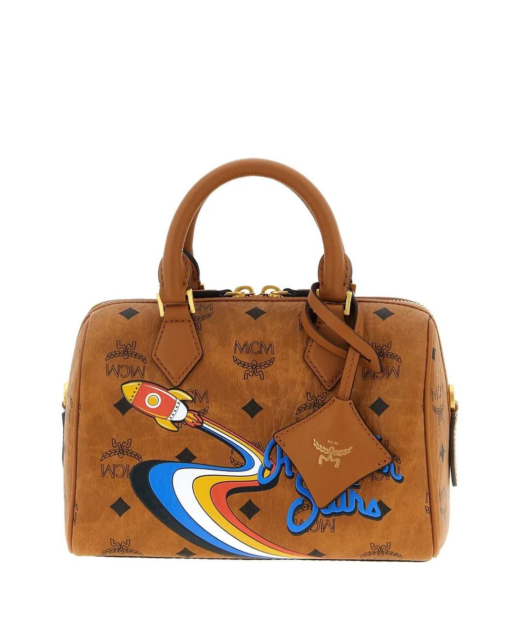 MCM Ella Boston Rocket-Print Monogram Tote Bag in Brown | Lyst