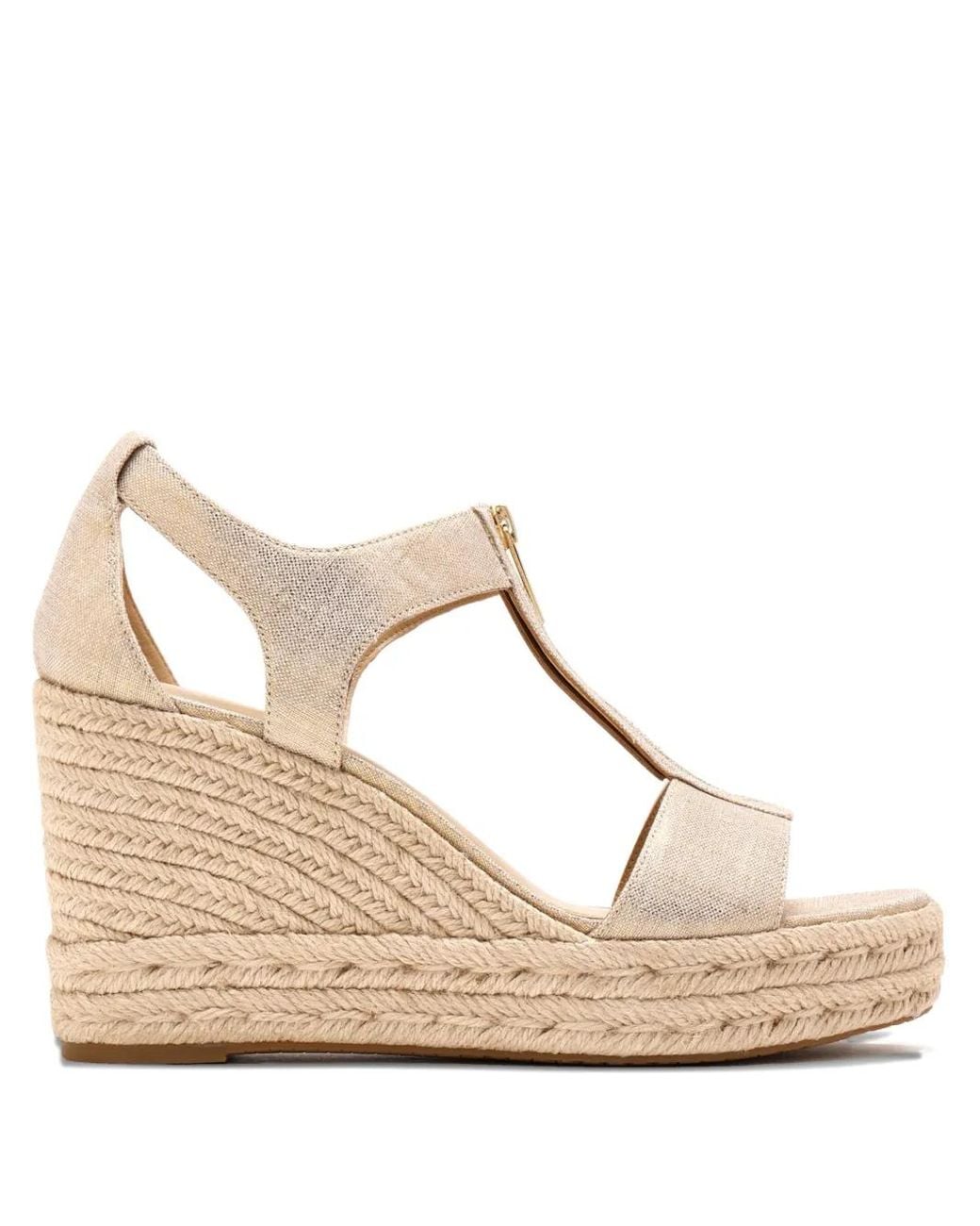 Michael Kors 100Mm Berkley Zip-Front T-Bar Espadrilles in Natural | Lyst