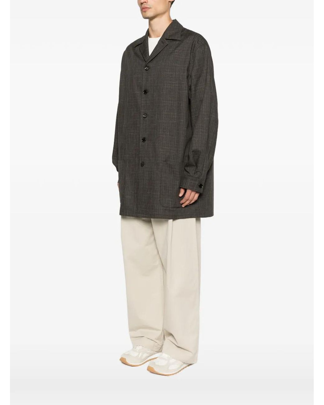 Lacoste Button-Up Coat in Grey for Men | Lyst UK