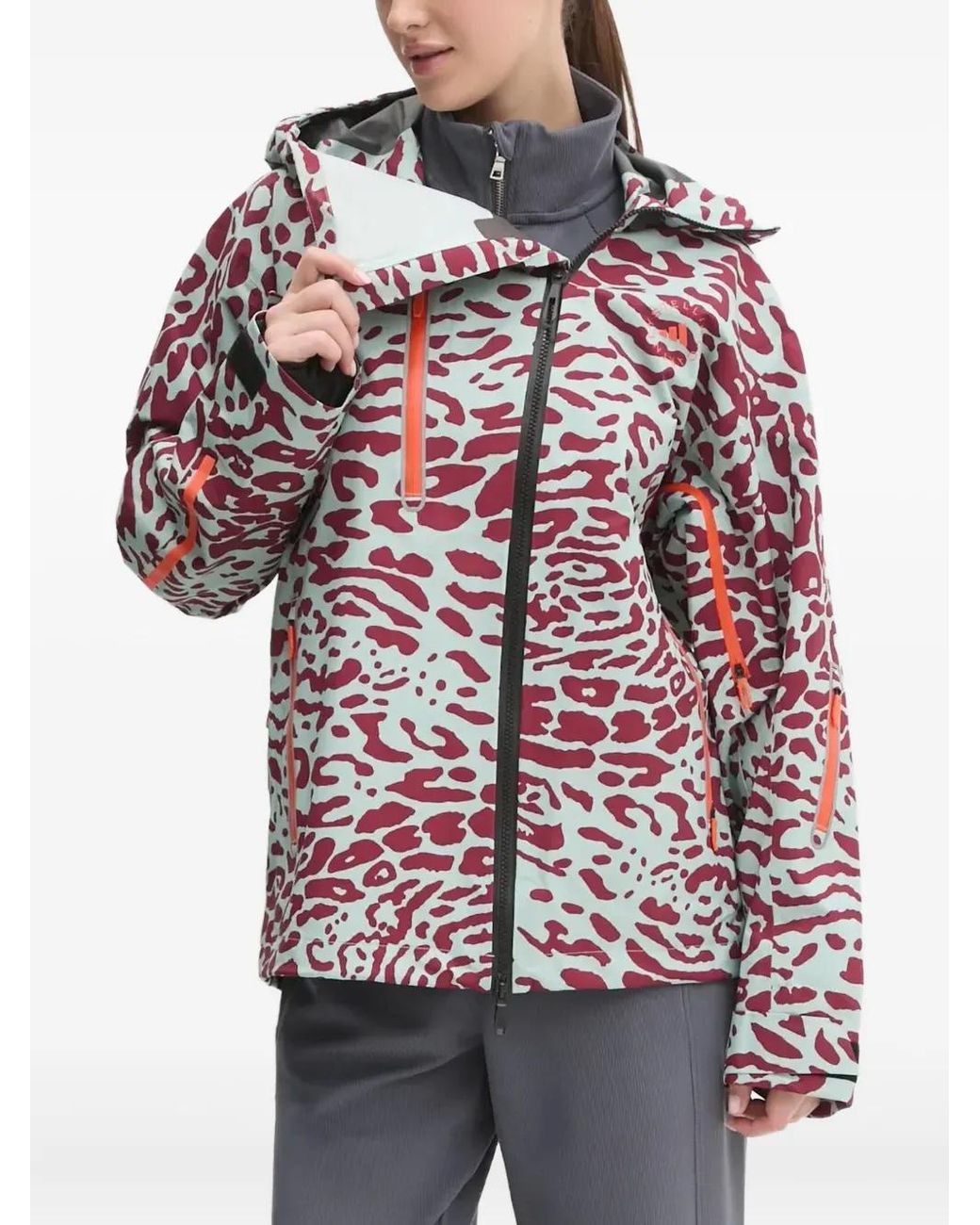 adidas By Stella McCartney Leopard-Print Jacket in Red | Lyst