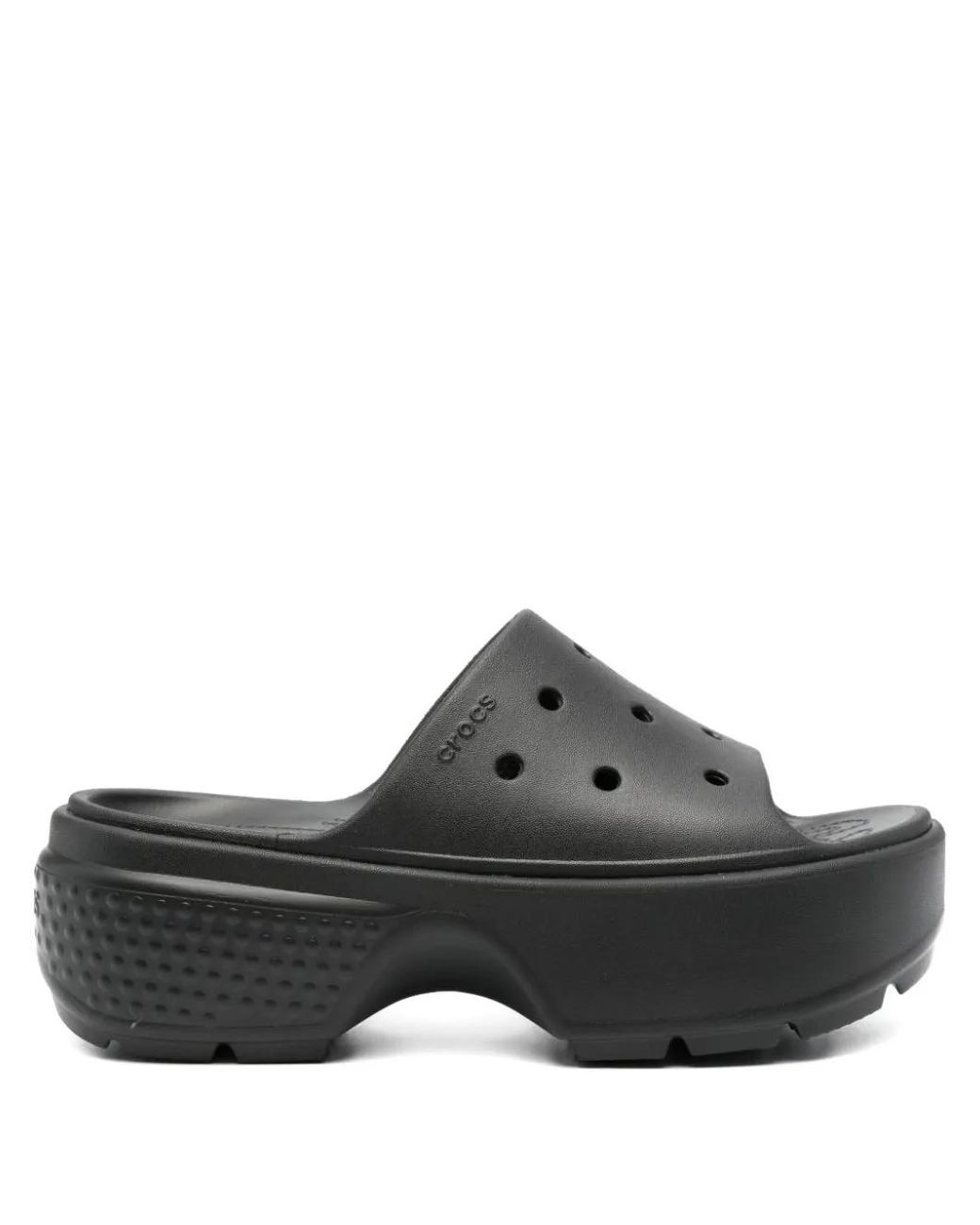 Crocs™ 59Mm Storm Perforated Platform Slides in Black | Lyst