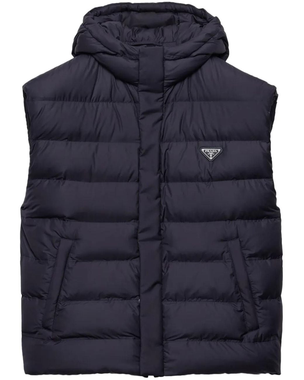 Prada Down Hooded Vest in Blue for Men | Lyst
