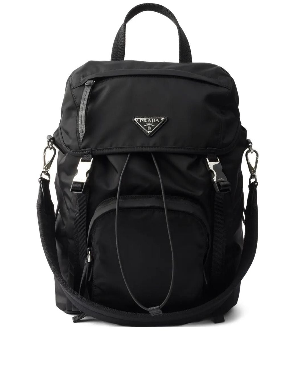 Prada Zipper Logo-detail Backpack in Black | Lyst