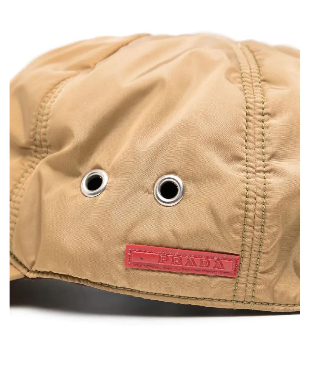 Prada Linea Rossa Logo-Patch Cap in Natural | Lyst