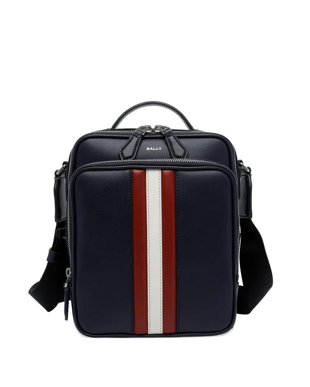 Bally Mythos Striped Zip Leather Messenger Bag in Blue for Men | Lyst