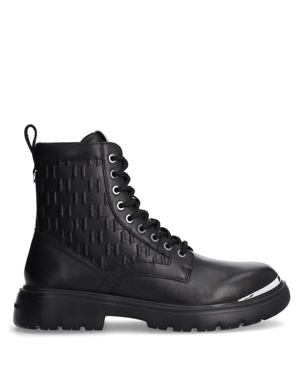Karl Lagerfeld Monogram Leather Boots in Black for Men | Lyst