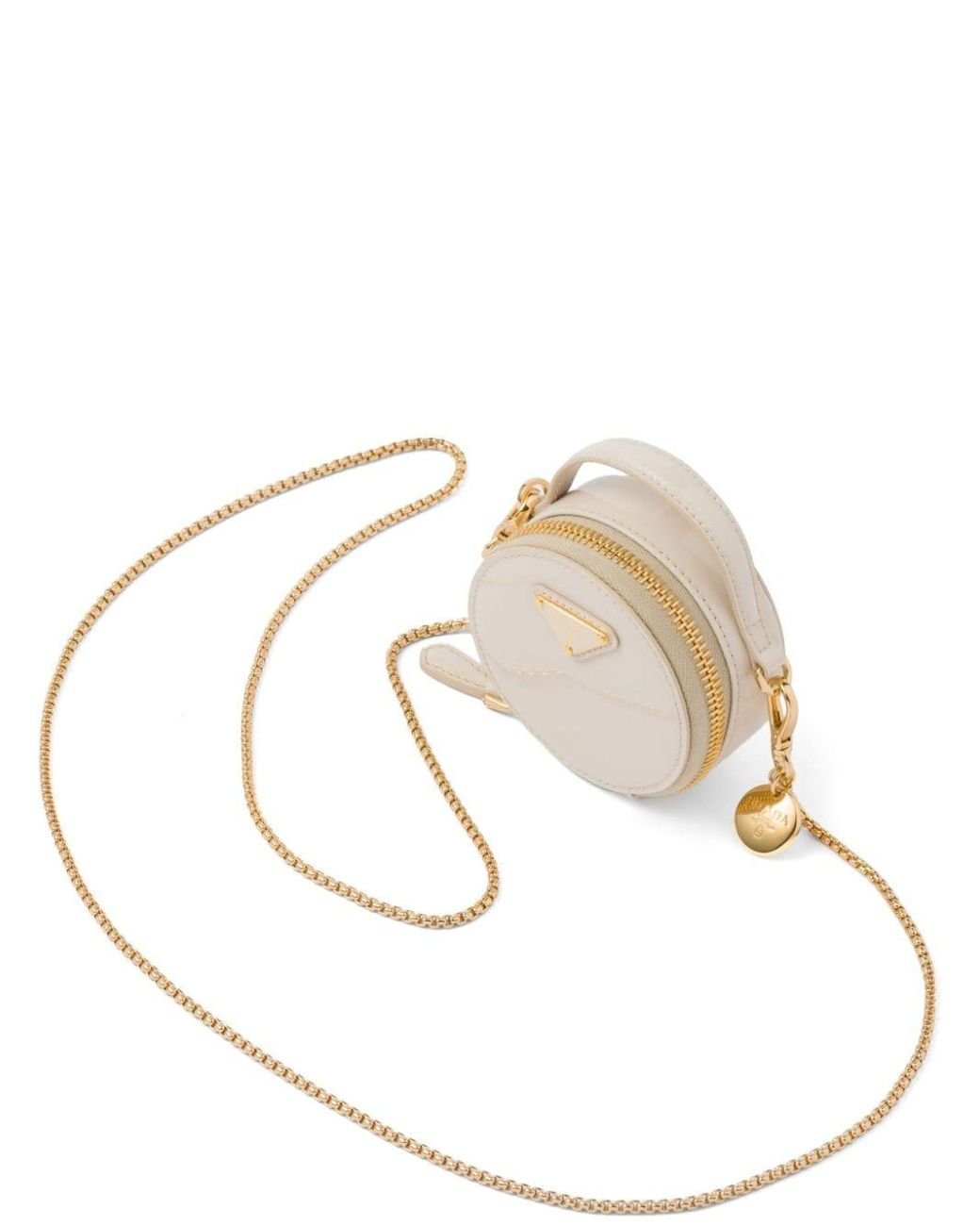 Prada Mini Round Pouch in White | Lyst