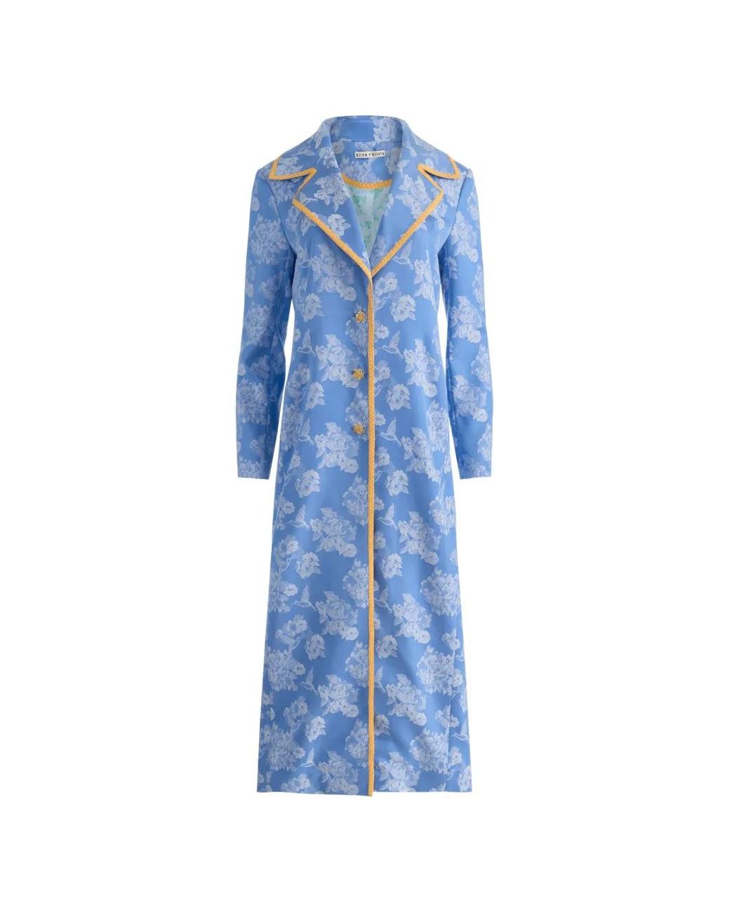 Alice + Olivia Levine Floral-Print Coat in Blue | Lyst UK